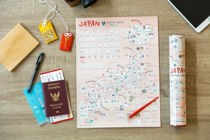 Japanese travel scraping map japan scratch map – DimBuyShop